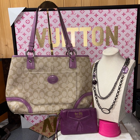 Coach | Bags | Coach Heritage Signature Bag Bundle | Poshmark
